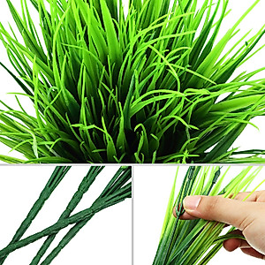 16 Pieces Outdoor Artificial Fake Plants, UV Resistant Artificial Greenery Shrubs Stems, 8 Artificial Boxwood and 8 Plastic Wheat Grass for Indoor Outdoor Home Porch Window Box Garden Decoration
