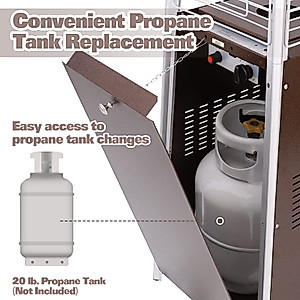 Hykolity Pyramid Patio Heater, 48000 BTU Glass Tube Propane Patio Heater with Wheels and Cover, Outdoor Propane Heaters for Patio, Backyard, Garden, Porch, and Pool, Bronze