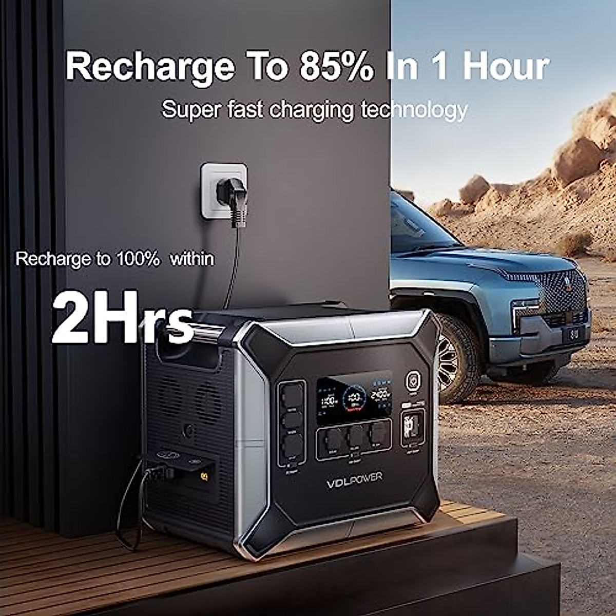 VDL 2400W Portable Power Station - 2048Wh LiFePO4 Battery Solar Generators for Home Backup, 2H Fast Charging, 6x AC Outlets(4800 Peak) Power Station for Outdoor Camping and RVs(Solar Panel Optional)