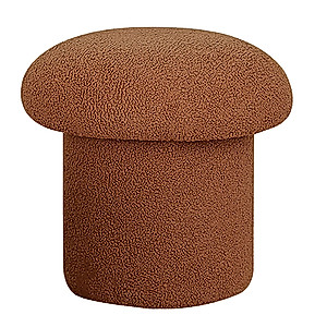 QQXX Sherpa Round Ottoman Stool,Soft Foot Stool Footrest Mushroom Shape,Dressing Makeup Chair,Velvet Upholstered Ottoman Pouf,Comfortable Seat for Living Room, Bedroom, Entrance Sofa Stool