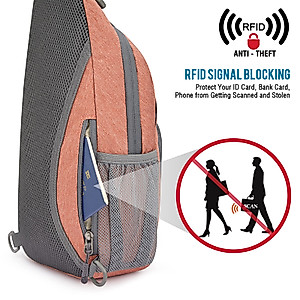 G4Free RFID Sling Bag Crossbody Sling Backpack Small Chest Shoulder Backpack Men Women Hiking Outdoor(Light Orange)
