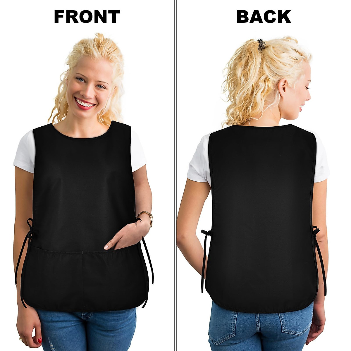 TFTAFAN Cobbler Apron Unisex Waterproof Apron with 2 Deep Pockets Art Smock for Painting Cleaning Artiest Apron work kitchen (1, Black)