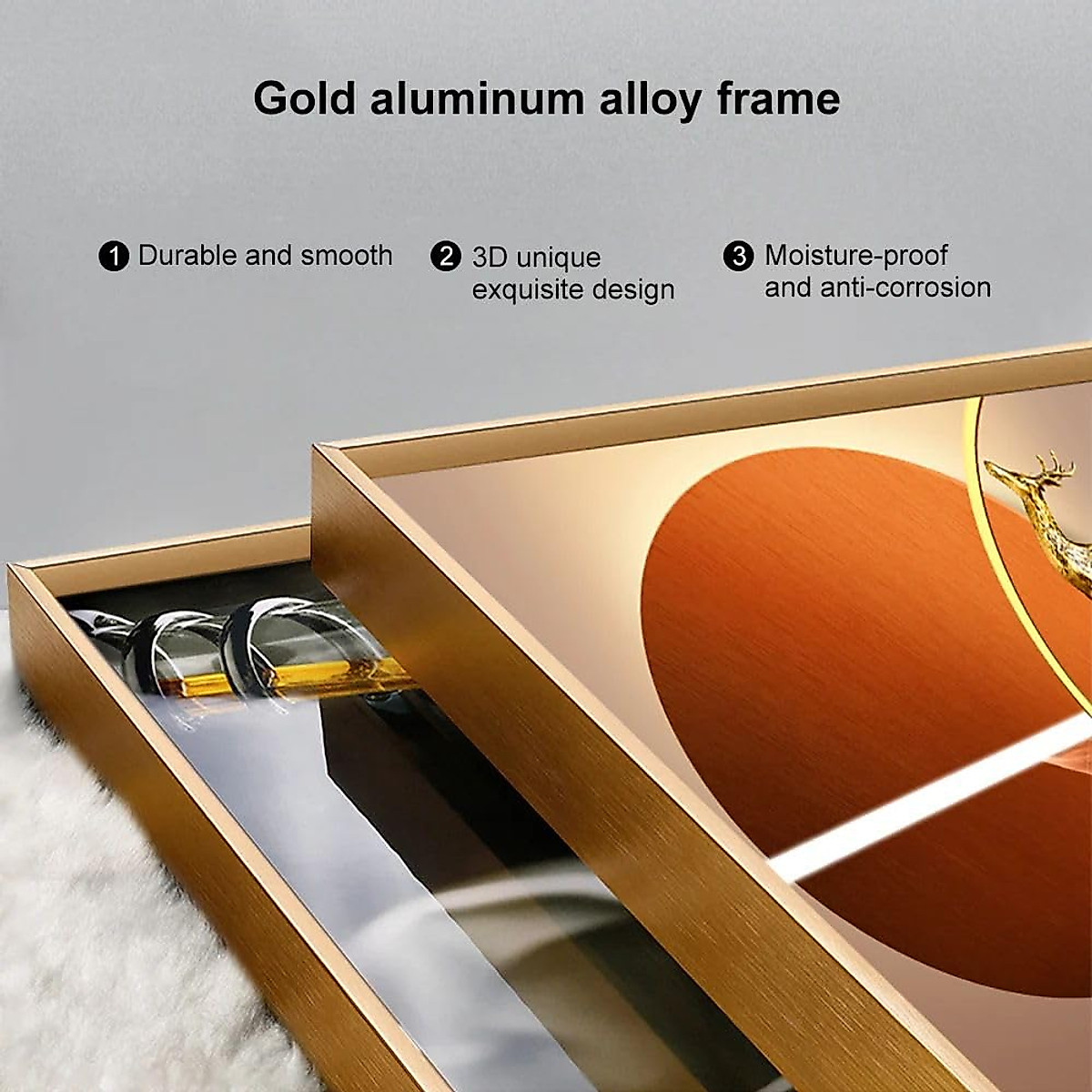 homary Abstract Wall Art Modern Canvas Wall Art Set of 3 Geometric Print Painting with Frame Wall Decor for Living Room