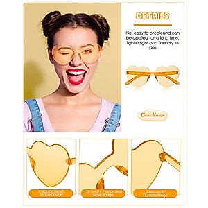 Colzzy 30 Pcs Heart Shaped Rimless Sunglasses Transparent Colorful Frameless Glasses Eyewear Bachelorette Party (Vivid Colors)