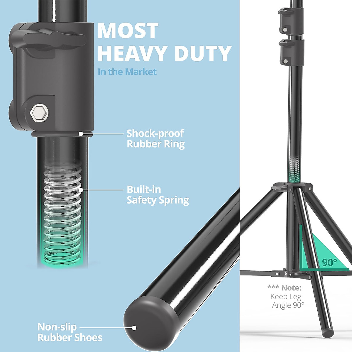 LimoStudio [Super Heavy Duty] 15 x 10.4 ft. (W x H) Upgraded Backdrop Stands, Panorama Wide Extra Large, Thicker Pole & Bar, Super Strong No Shaking, Shock-Proof Spring Tripod, Outdoor Event, AGG3316