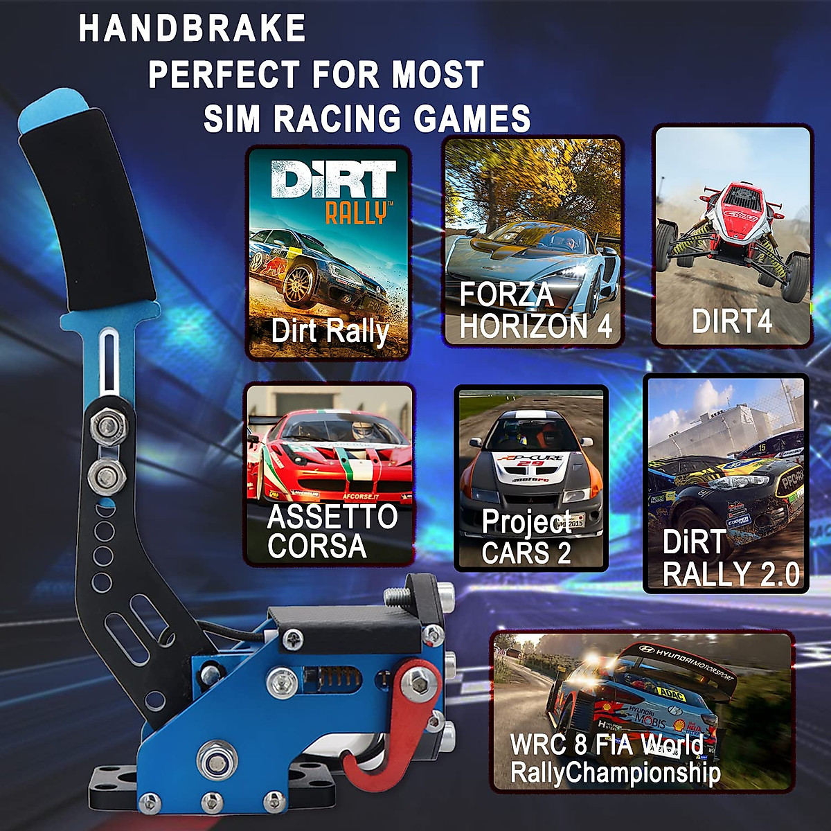 Nejoney USB Handbrake, PC Windows Gaming Peripherals for SIM Racing Games G25/G27/G29/T150/T300/T500 with Clamp (BLUE)