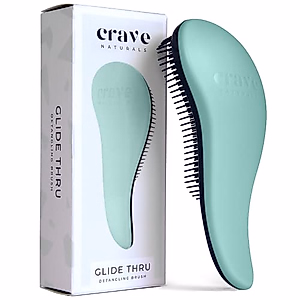 Crave Naturals Glide Thru Detangling Hair Brush for Adults & Kids Hair - Detangler Brush for Natural, Curly, Straight, Wet or Dry Hair - Hairbrush for Men & Women - 1 Pack - Turquoise