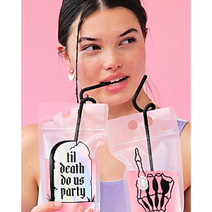 xo, Fetti Bachelorette RIP Single Life Drink Pouches - 15 pcs, Iridescent | Bachelorette Party Decorations, Bride or Die Drinkware, Bridesmaid Favor, Til Death Do Us Party + Bridal Shower Supplies