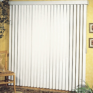 Vertical Hard Window Patio Blinds - White, 84" L x 78" W Ribbed & 3-1/2-Inch Vane - Easy Installation for All Patio Doors, Hardware Included - Aluminum Track for Durability, Anti-Static Slats