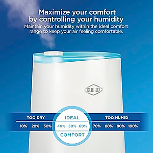 Clorox Ultra Clean Cool Mist Air Humidifier for BedRoom with UV LED Light to Reduce Germs and Bacteria, Whisper Quiet, 4L Water Tank for up to 40 Hours of Continuous Steam, White (11080)
