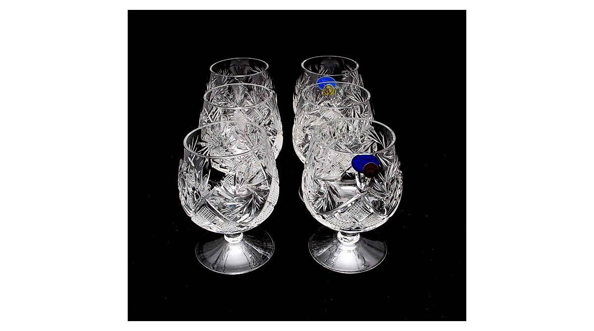 Russian Crystal Snifter Set of 6 - Elegant Old-Fashioned Glassware