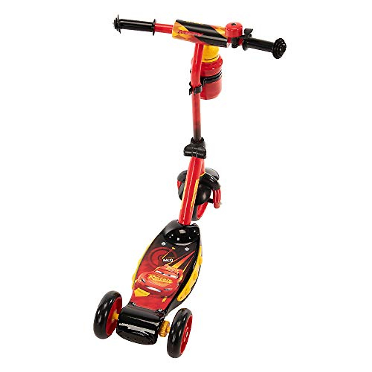 Huffy Disney Pixar Cars Preschool Scooter with Lights, Bell & A Water Bottle, Superhero Red, Pixar Cars with Lights & Water Bottle