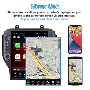 LINKSWELL GEN 4 “T” Style 12.1 inch Car Radio Replacement for Ford Mustang 2015 to 2020, GPS Navigation Android Head Unit Multimedia Player HDMI/Bluetooth/USB/AUX/Wi-Fi Mustang Car Stereo