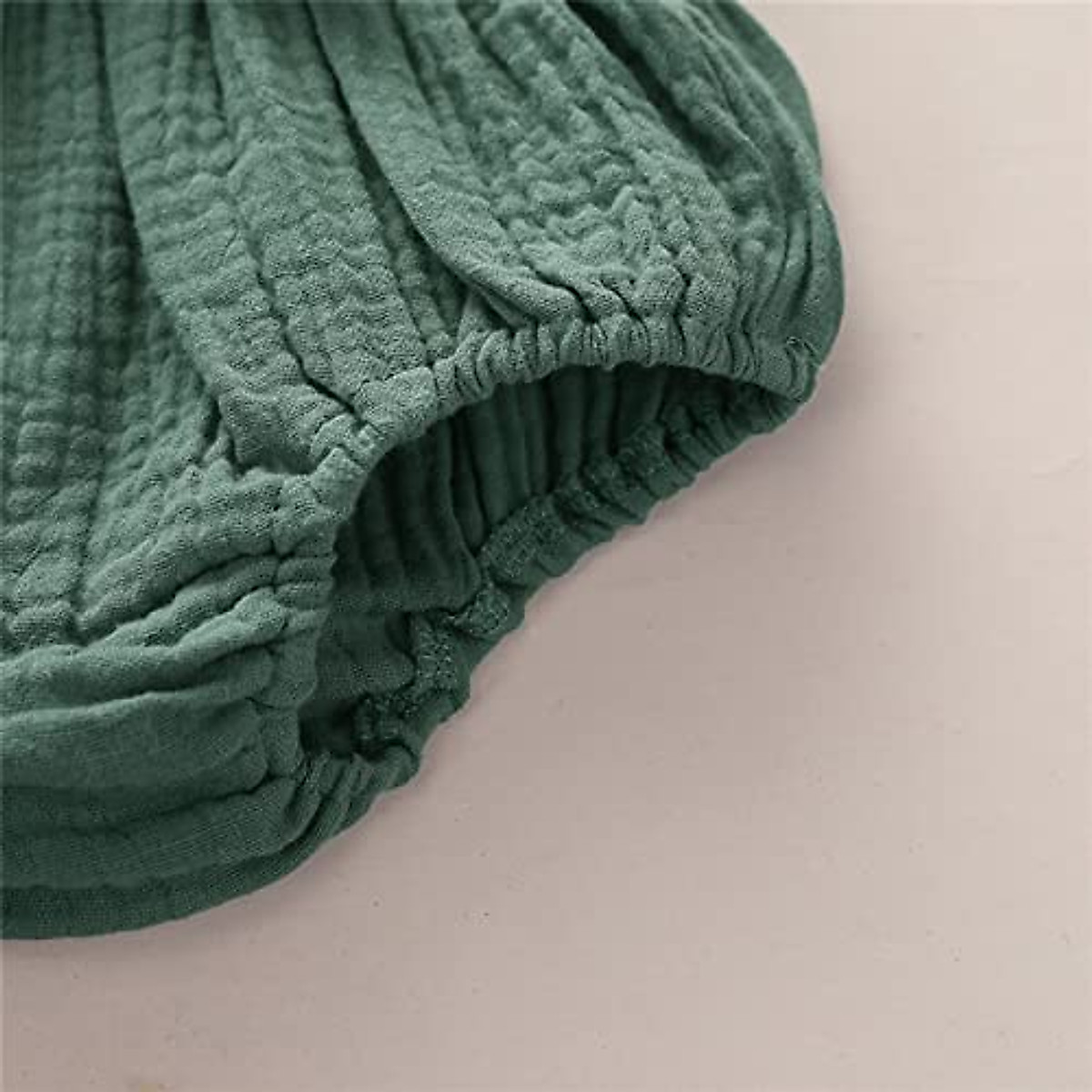 Outfits Solid Ruffled Linen Infant Cotton Girls Tops+Shorts Baby Summer Girls Outfits&Set Girl Photography Outfits (Green, 0-6 Months)