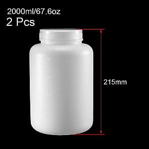 uxcell Plastic Lab Chemical Reagent Bottle 2000ml/67.6oz Wide Mouth Sample Sealing Liquid Storage Container 2pcs