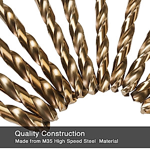 GMTOOLS 115Pcs Cobalt Drill Bits Set, M35 High Speed Steel, 135 Degree Tip, Twist Jobber Length Drill Bit Kit for Hardened Metal, Plastic and Wood with Metal Indexed Storage Case, 1/16"-1/2"