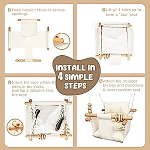 Baby Swing Outdoor Indoor Toddler Swing Seat with Safety Belt, Canvas Hanging Swings Outside Tree Swing Great Gift for Baby Boys Girls Kids Lovers