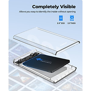 ORICO 2.5 inch Hard Drive Enclosure SATA to USB C 3.1 6Gbps External Hard Drive Case for 7/9.5mm HDD/SSD Support UASP Up to 6TB -2139C3-CR