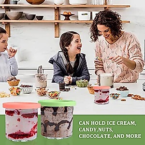 Ice Cream Pint Container Replacement for Ninja Creami Pints and Lids -16oz Cups Compatible with NC301 NC300 NC299AMZ Series Ice Cream Maker - Airtight Leak Proof Lids ，BPA-Free & Dishwasher Safe