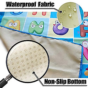 51" Multi-Purpose Waterproof Baby Splat Mat for Under High Chiar, Portable Play Mat for Toddler, Non-Slip Floor Splash Mat and Table Cloth (Cute Letter)