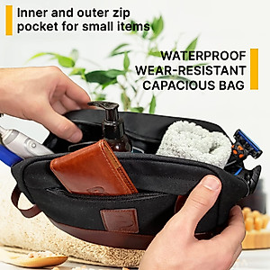 Aconl Toiletry Bag and Manicure Set Hanging Dopp Kit for Men Water Resistant Canvas Shaving Bag with Large Capacity for Travel