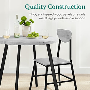 Best Choice Products 3-Piece Mid-Century Modern Round Dining Set, Space Saving Dinette for Kitchen, Dining Room, Small Space w/Metal Legs - Gray