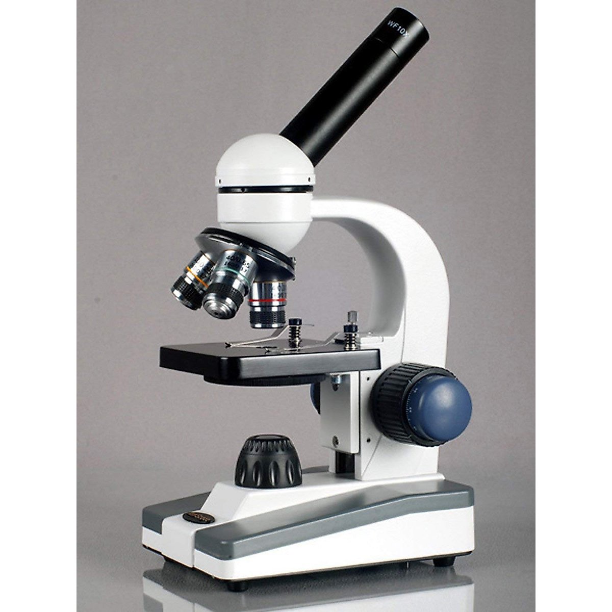 AmScope M150-E Digital Compound Monocular Microscope, WF10x Eyepiece, 40x-400x Magnification, LED Illumination, Brightfield, Single-Lens Condenser, Coarse and Fine Focus, Plain Stage, 110V, Includes 0.3MP Camera and Software