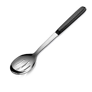 New Star Foodservice 52169 Hollow Cool Touch Coating Handle Slotted Serving Spoon, 12", Silver