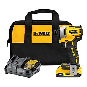 DEWALT ATOMIC 20V-Max Brushless/Cordless Compact 1/4 in. Impact Driver Kit w/Charger, 2.0Ah-Battery, Bag&Belt Clip