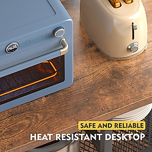 EnHomee Bakers Rack with Storage Cabinet Coffee Bar Cabinet Bakers Rack with Power Outlet Microwave Stand with Storage for Kitchen, Space Saving, Easy Assembly