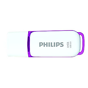 PHILIPS High Speed 64GB Flash Drive, Snow Edition USB 3.0 - White/Purple, 100MB/s