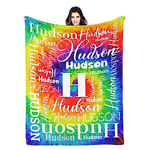 Zaaprint Colorful Tie Dye Personalized Blankets with Name Customized Baby Blankets for Girls Boys Adults Kids Day Gift(60x80 inch)