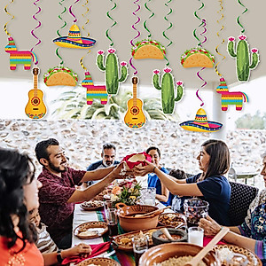 20Pcs Mexican Fiesta Hanging Swirl Decorations, Mexican Fiesta Cinco De Mayo Party Supplies, Taco Twosday Birthday Theme, Taco Party Mexican Fiesta Ceiling Hanging Swirl Decorations Boys Girls Shower