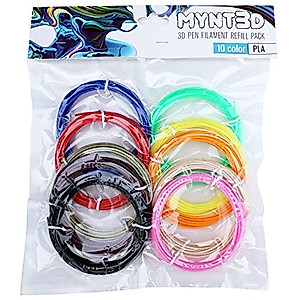 MYNT3D PLA 3D Pen Filament Refill Pack (10 Color, 3m Each)