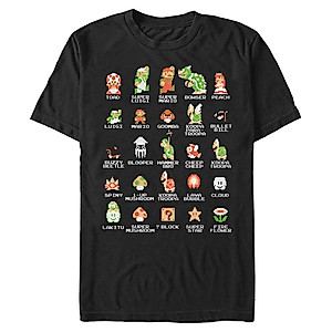Nintendo Men's Pixel Cast T-Shirt, 5X-Large, Black