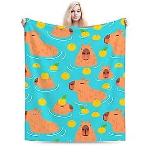 Cute Capybara Animal Pattern Blanket, Soft Blankets Flannel Bed Throw Cozy Lightweight Plush Gifts for Kids Boys Girls Women Men Sofa Couch Bedroom Living Rooms Warm All Season, Home Decor, 60"x50"