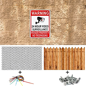8 Pack Private Property No Trespassing Sign 24 Hour Video Surveillance Sign Reflective Aluminum Security Camera Sign Trespassers Will Be Shot Sign Warning Signs for Home Safety, 7 x 10'' (Video Sign)