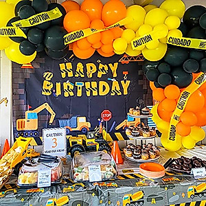 167Pcs Construction Party Balloons Garland Kit for Kids Birthday Dump Truck Quarantine Party Supplies with Orange Black Yellow White Balloons