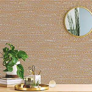 Tempaper Toasted Turmeric Moire Dots Removable Peel and Stick Wallpaper, 20.5 in X 16.5 ft, Made in the USA