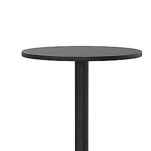 Flash Furniture Mellie 23.25" Round Aluminum Indoor-Outdoor Bar Height Table with Flip-Up Table, Black