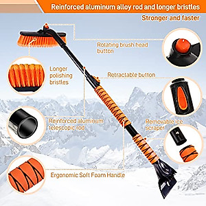 YUICHH 44" Snow Brush with Ice Scraper for Car Windshield, Car Snow Scraper and Brush, Snow Scraper Snow Brush for Car Extendable, Snow Car Scraper Detachable for Car Truck SUV