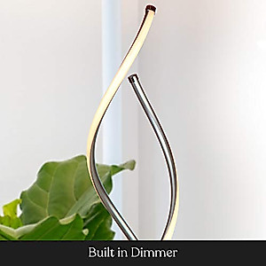 Brightech Embrace Dimmable LED Floor Lamp – Modern Spiral Adjustable Standing Lamp for Living Rooms & Offices – 2-in-1 Tall End Table Lamp for Bedroom Reading - Silver