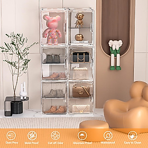 UTHIN 9Pack X-Large 2 Tiers Acrylic Display Case with Division Board, Clear Storage Box for Loungefly Backpack, Anti-Dust Stackable Bag Container Box with Magnetic Door