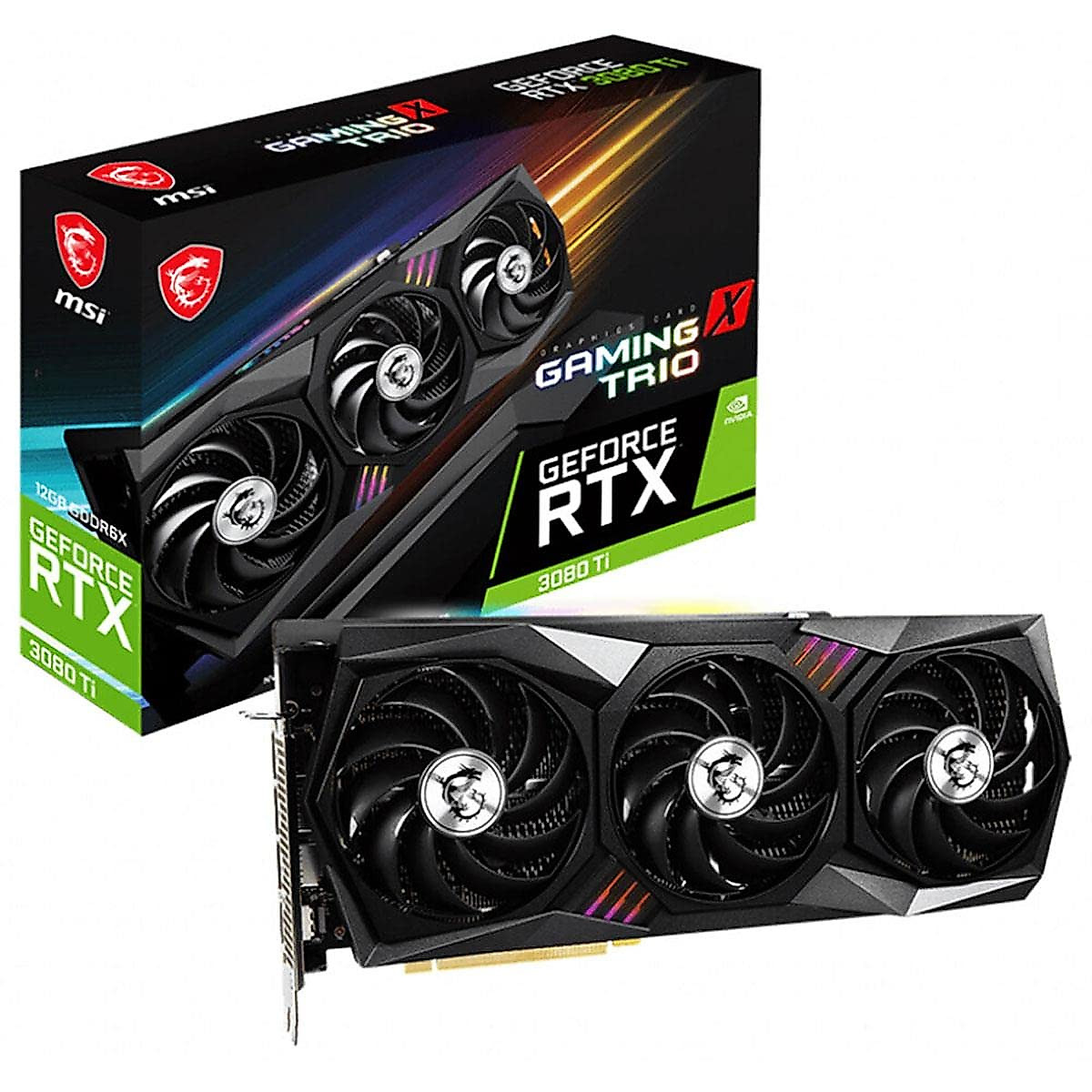 MSI GeForce RTX 3080 Ti 12GB GDRR6X 320-Bit HDMI/DP Nvlink Torx Fan 3 Ampere Architecture OC Graphics Card (RTX 3080 Ti Gaming X Trio 12G)