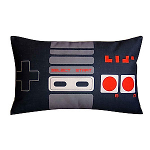 FAVDEC Decorative Game Pad Pillow Cover 12 Inches x 20 Inches, Throw Pillow Cover with Gamepad Pattern, Cover only