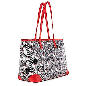 Hello Kitty Leather Tote bag - Girls, Boys, Teens, Adults - Officially Licensed Hello Kitty Faux PU Leather Cosplay Tote Handbag with Pouch