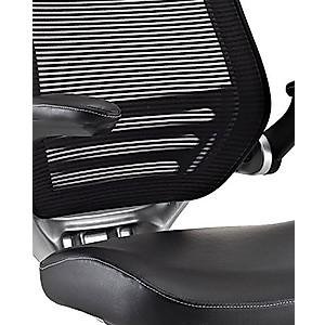 Modway Edge Mesh Back and White Vinyl Seat Office Chair With Flip-Up Arms - Computer Desks in Black