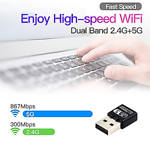 KuWFi Wireless USB Adapter, Dual Band AC1200 WiFi Adapter USB Network Card Dongle 1200Mbps 5Ghz Antenna for Desktop Laptop PC