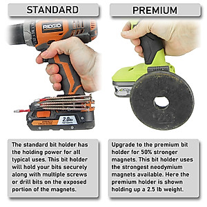 Halberd Bit Holder, Magnetic, Universal, Horizontal Storage for Hand Clearance, Screws to Belt Clip Mount, for Milwaukee, DeWalt, Makita, Bosch, Ryobi, and More - 2 Pack