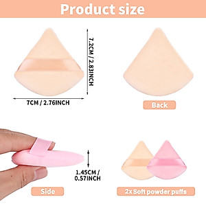 Molain 2 Pieces Triangle Powder Puff Makeup Puff Velvet Face Body Powder Puff Cosmetic Foundation Blender Sponge for Loose Powder Body Powder Makeup Tool (Nude&Pink)